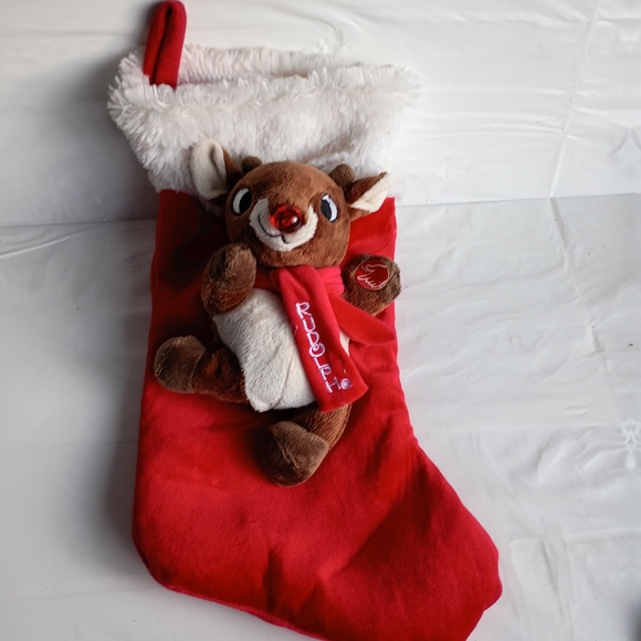 Holiday | Red Christmas Stocking With Rudolph Plush | Poshmark